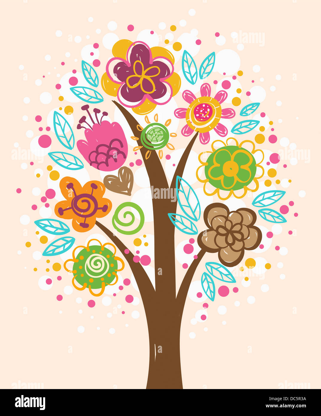illustration of flowers on tree Stock Photo - Alamy