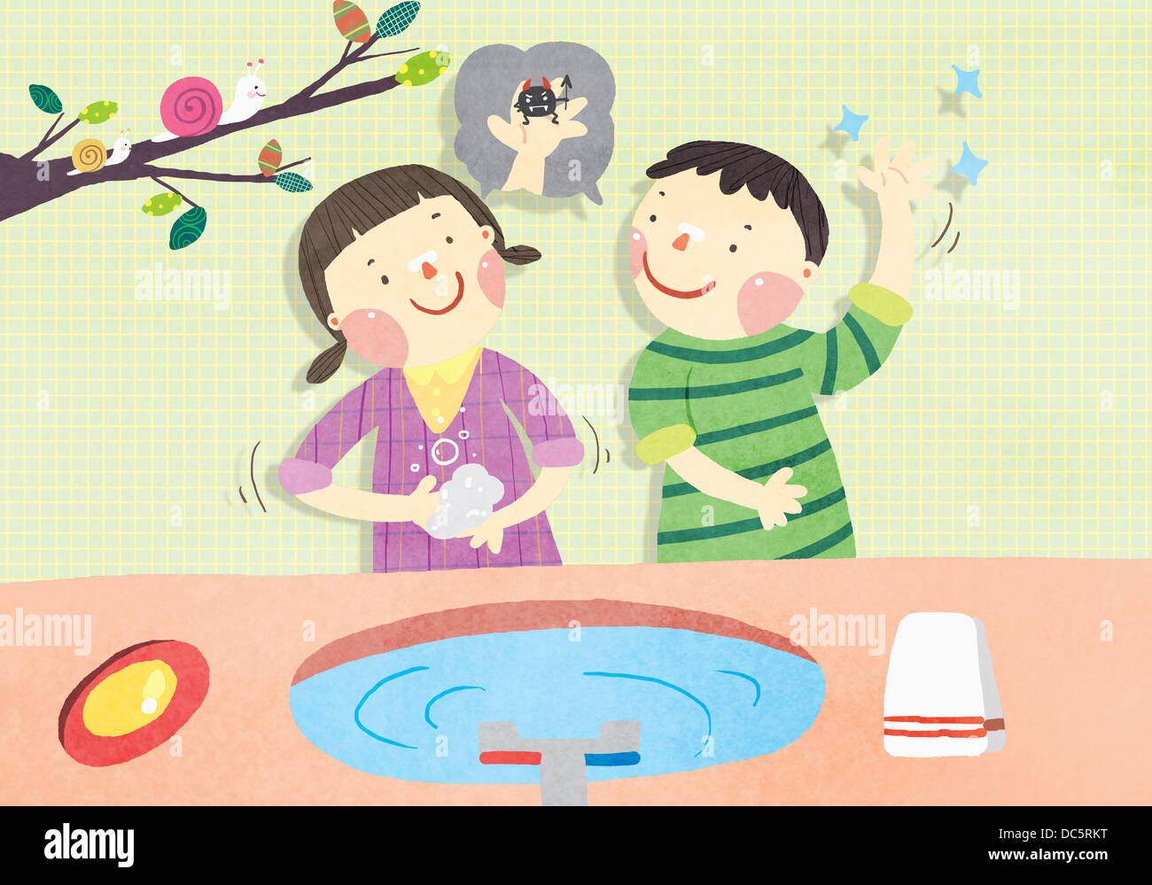 illustration of washing hands clean Stock Photo - Alamy