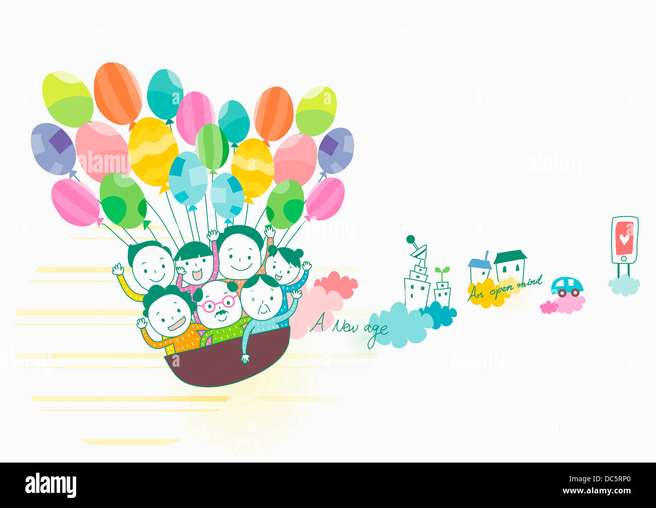 illustration of a family from different generations Stock Photo - Alamy