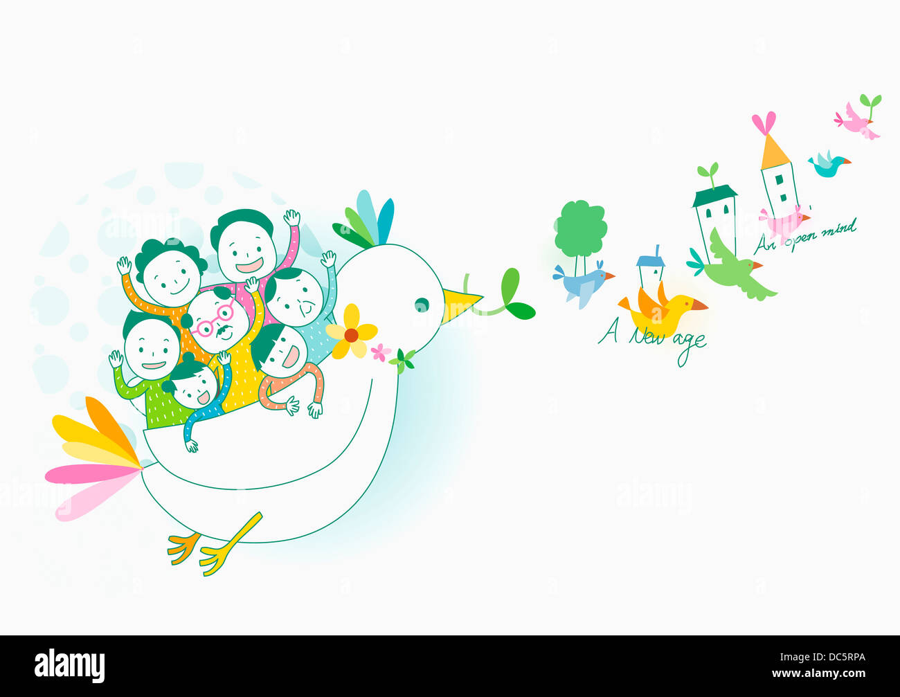 illustration of a family from different generations Stock Photo - Alamy