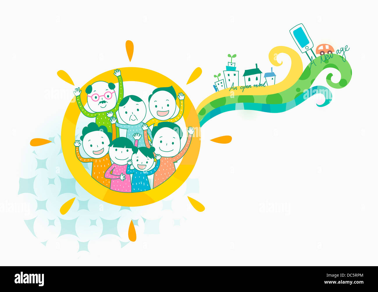 illustration of a family from different generations Stock Photo - Alamy