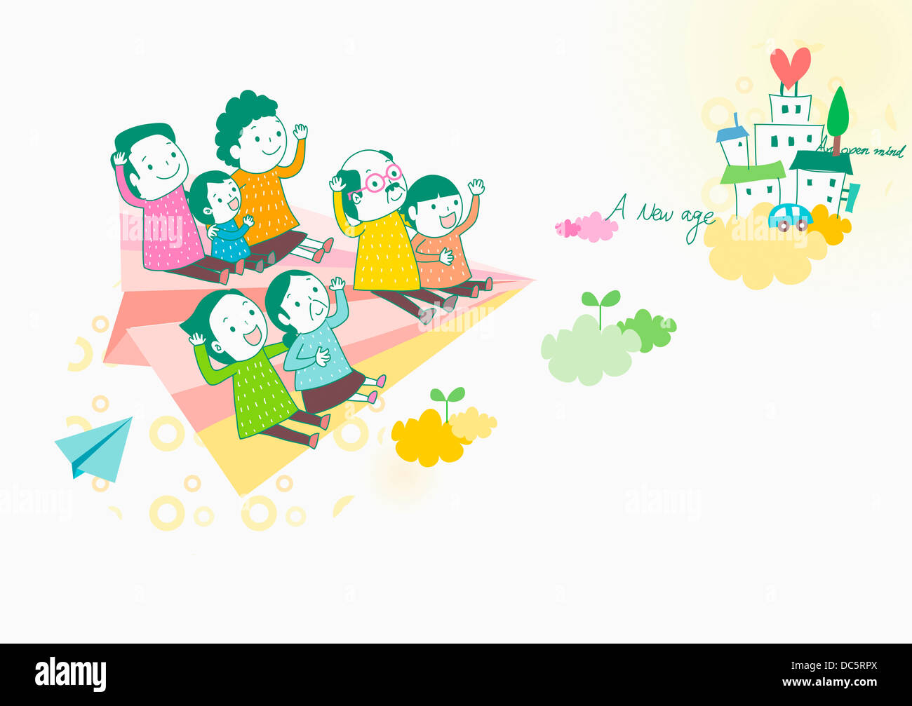 illustration of a family from different generations Stock Photo - Alamy