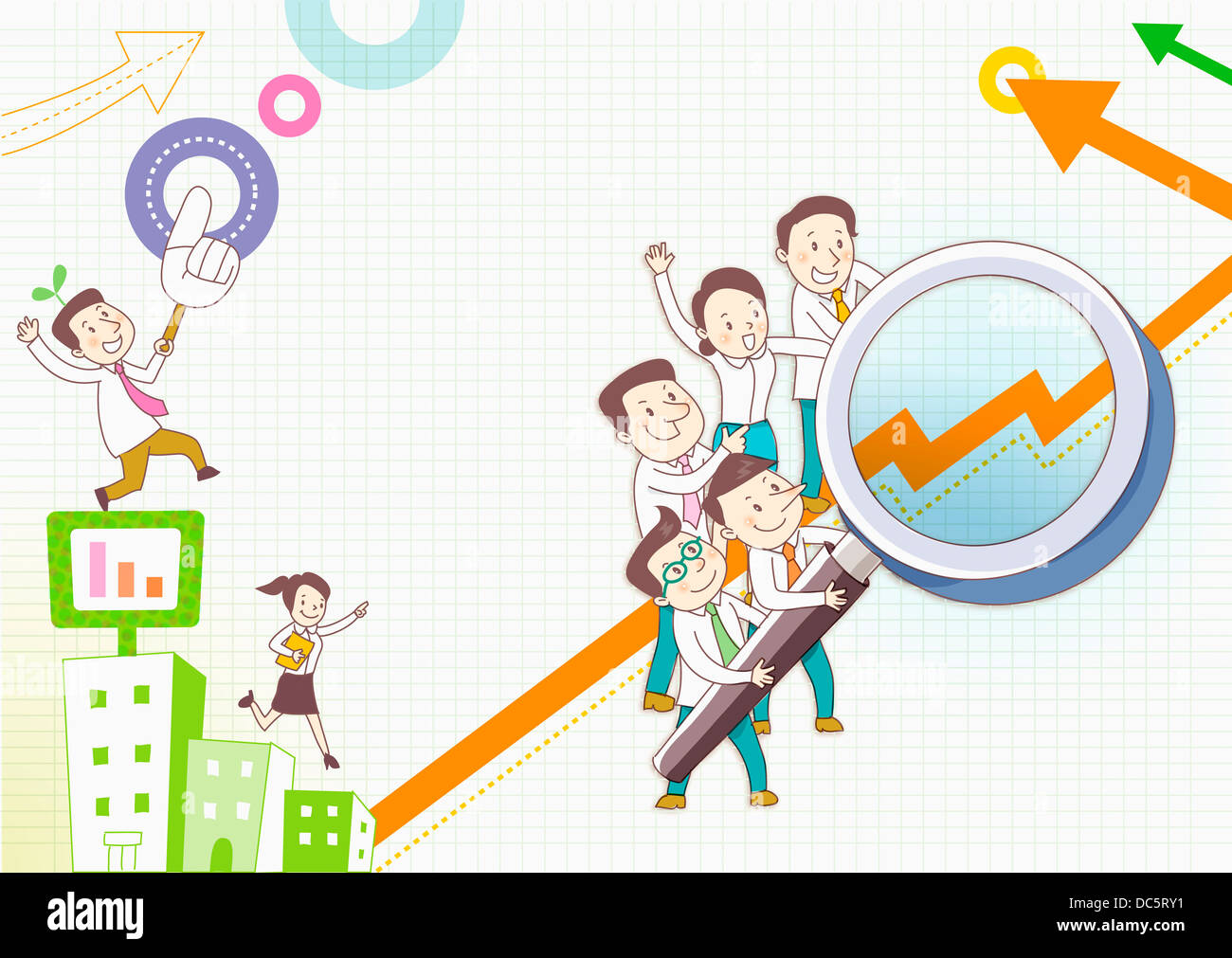 illustration of business people working hard Stock Photo - Alamy