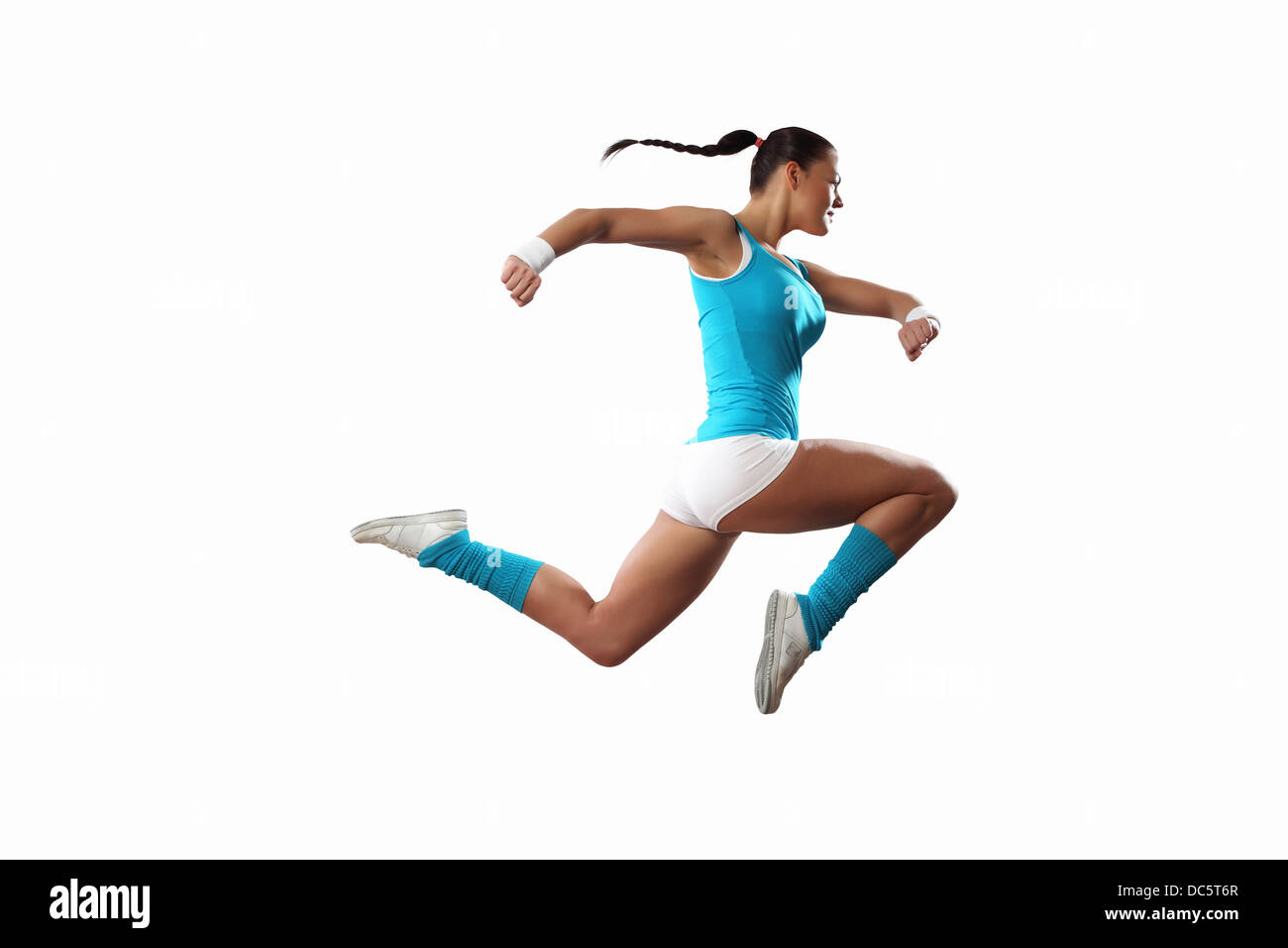 Image of sport woman jumping Stock Photo - Alamy