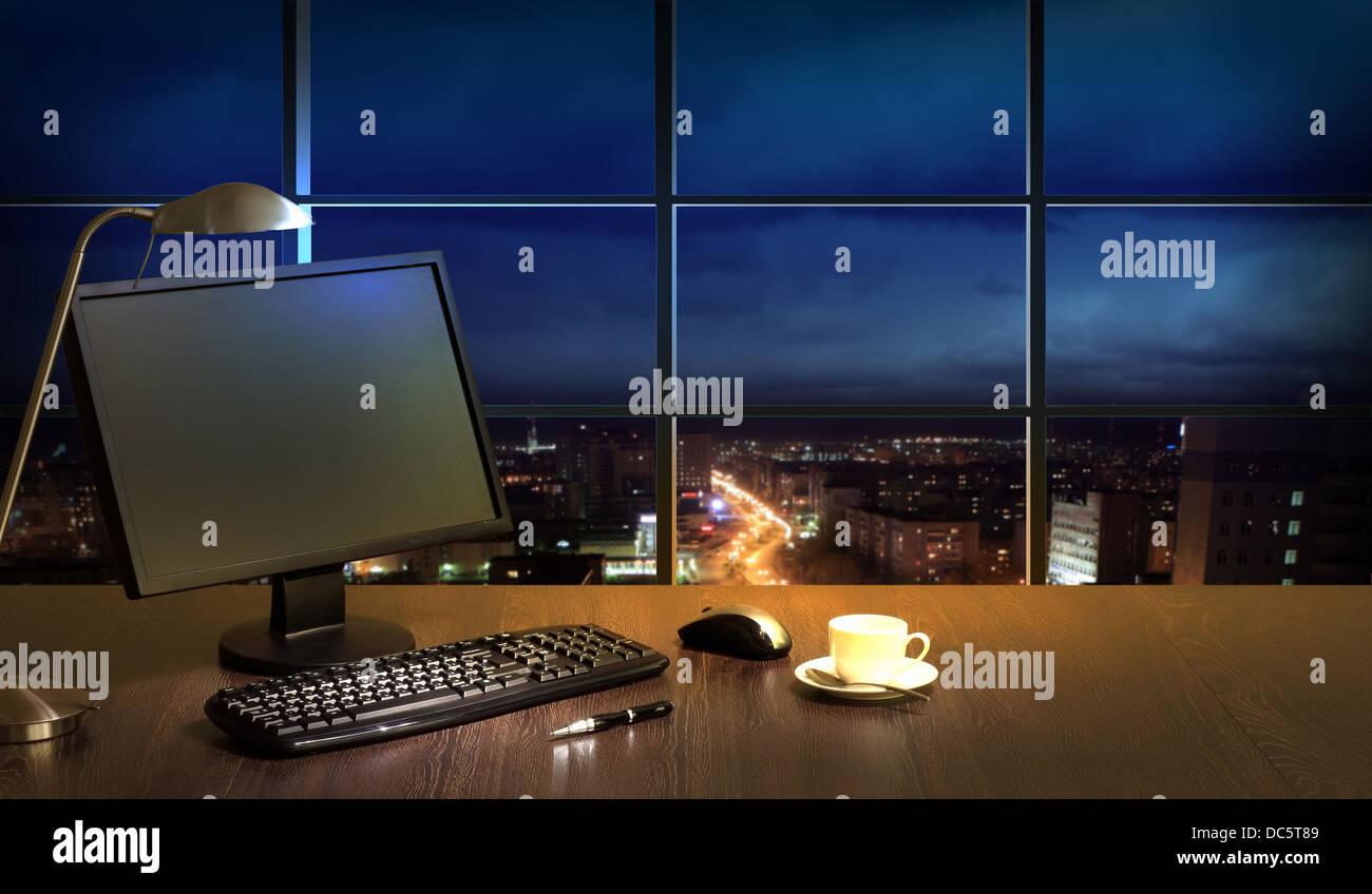 Office at night Stock Photo - Alamy