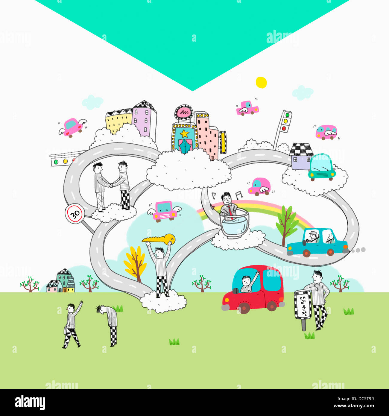 illustration of people driving Stock Photo - Alamy