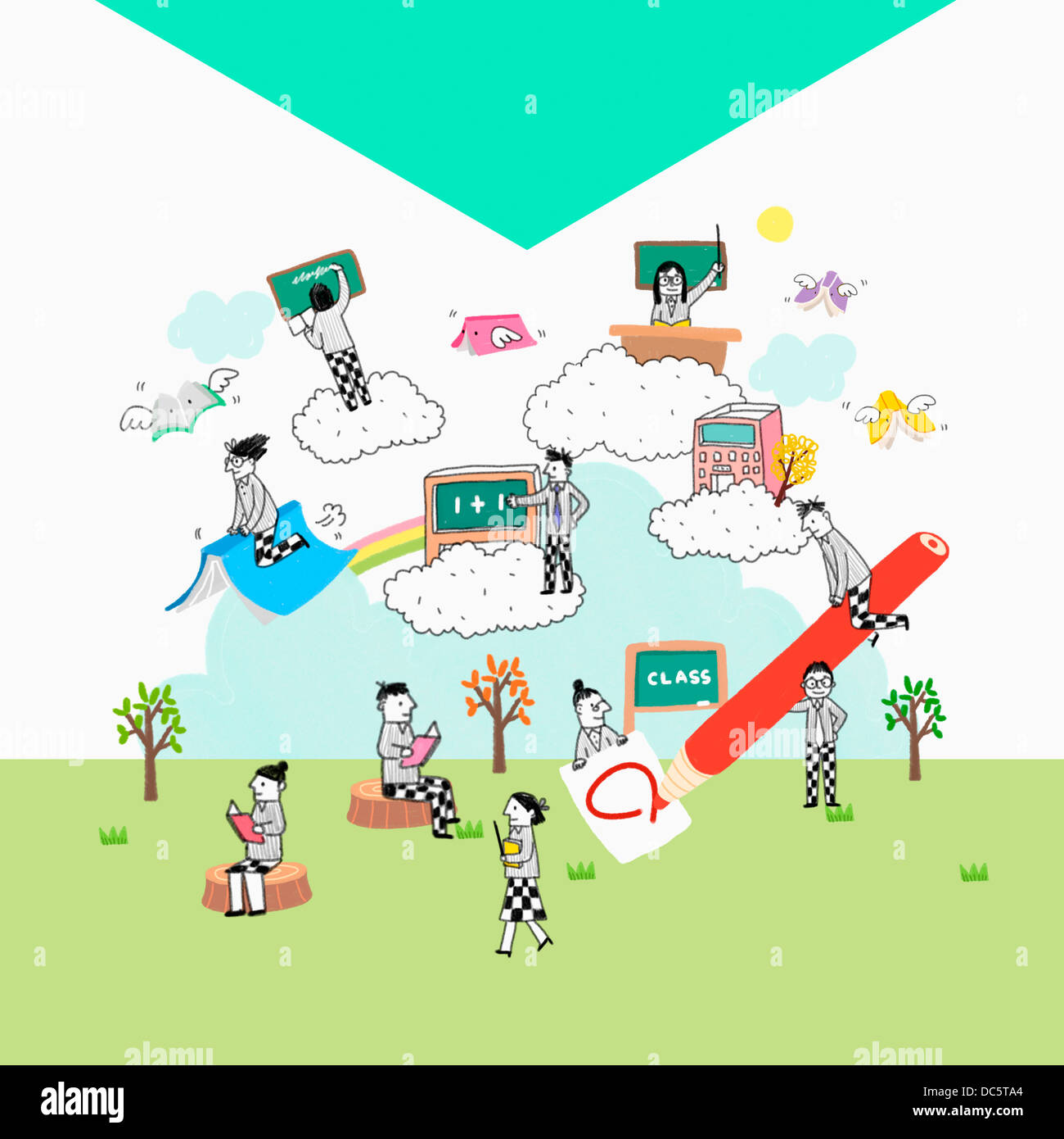 illustration of people in class Stock Photo - Alamy