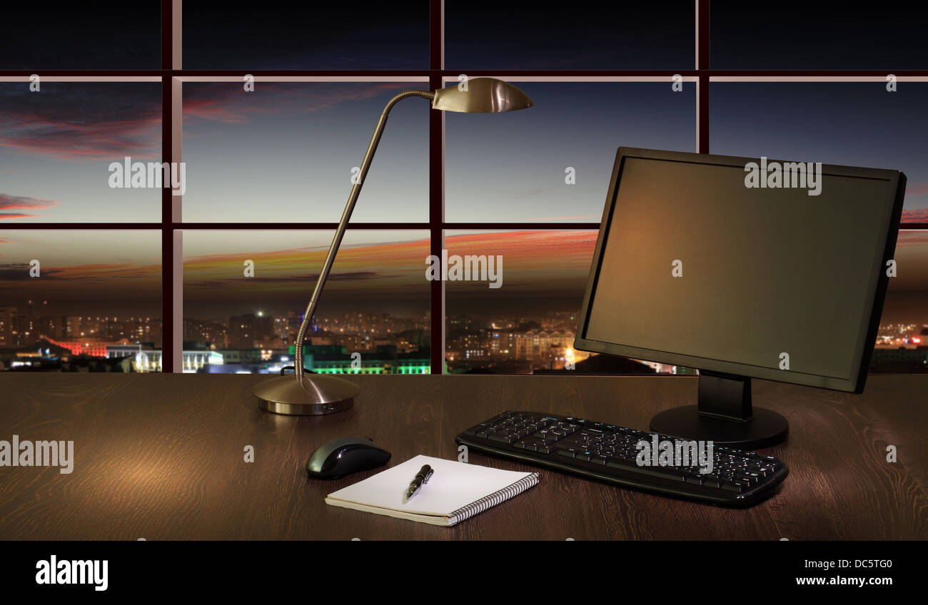 Office at night Stock Photo - Alamy