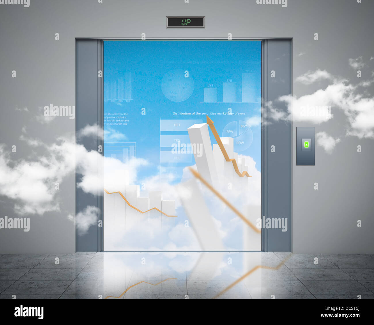 elevator doors and the natural landscape Stock Photo - Alamy