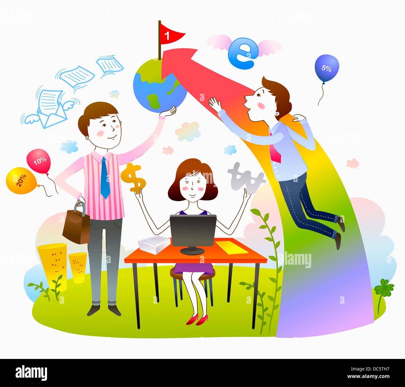 illustration of business people working hard for success Stock Photo ...