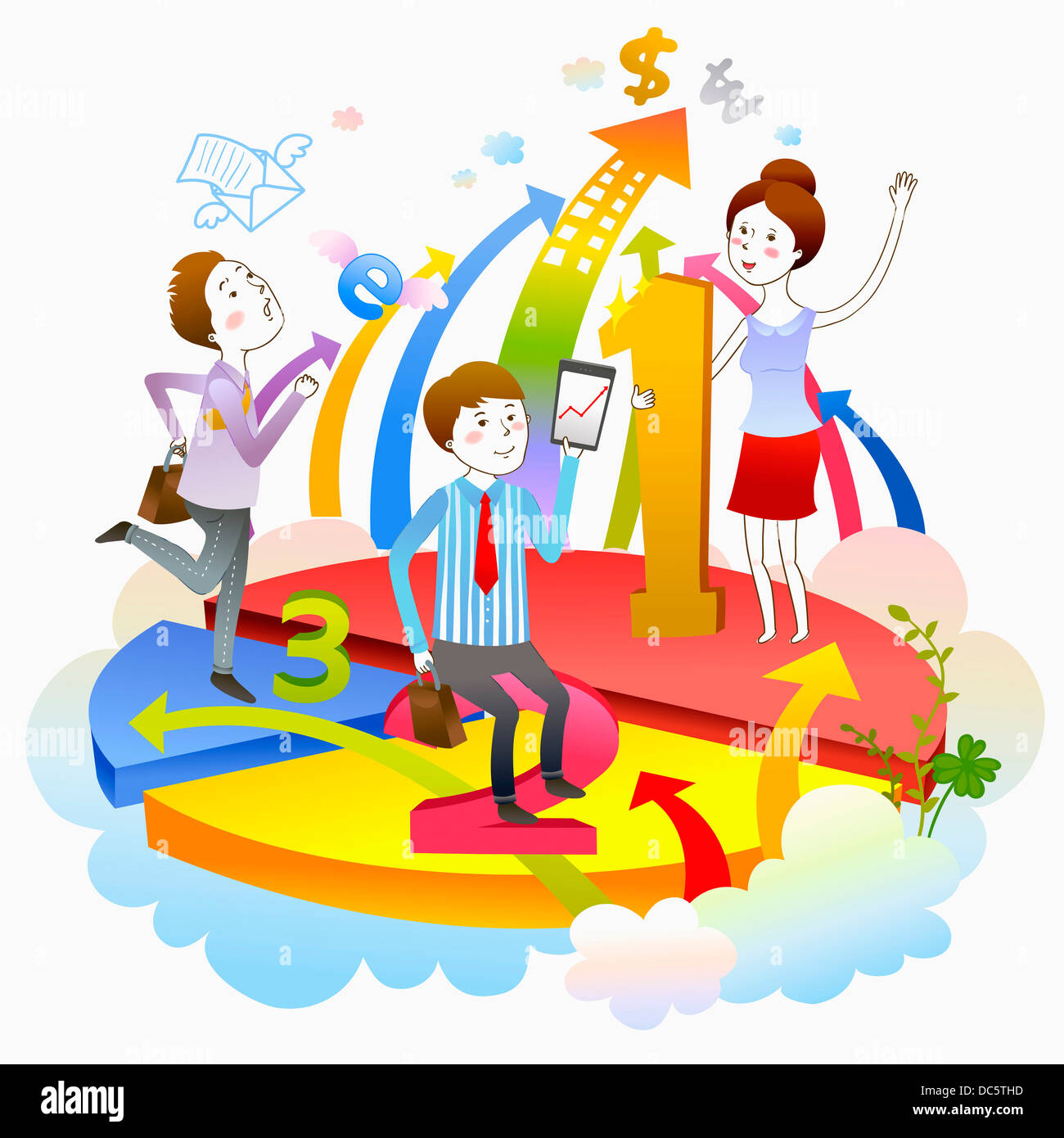 illustration of business people working hard for success Stock Photo ...