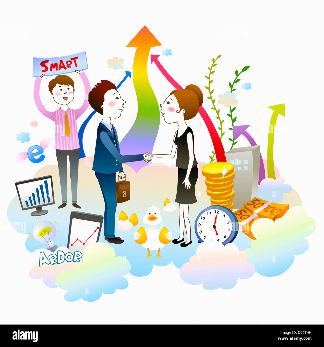 illustration of business people working hard for success Stock Photo ...