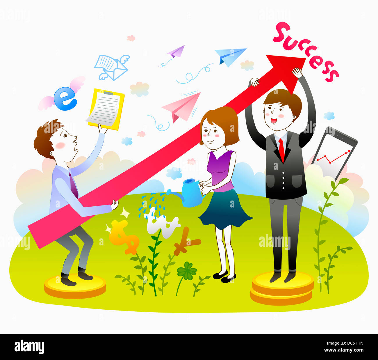 illustration of business people working hard for success Stock Photo ...