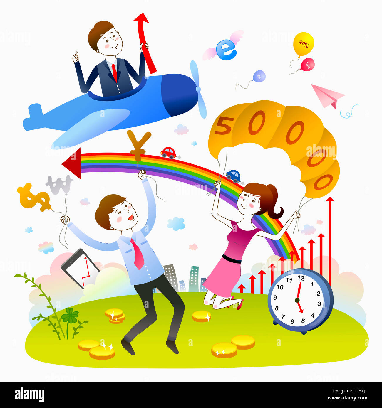illustration of business people working hard for success Stock Photo ...