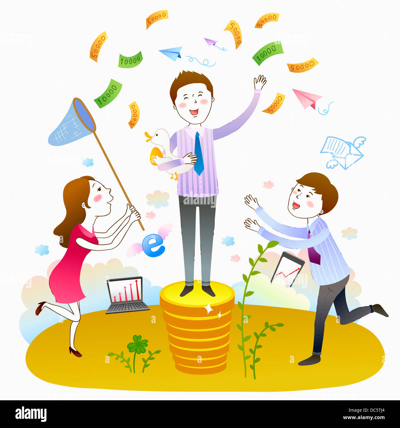 illustration of business people working hard for success Stock Photo ...