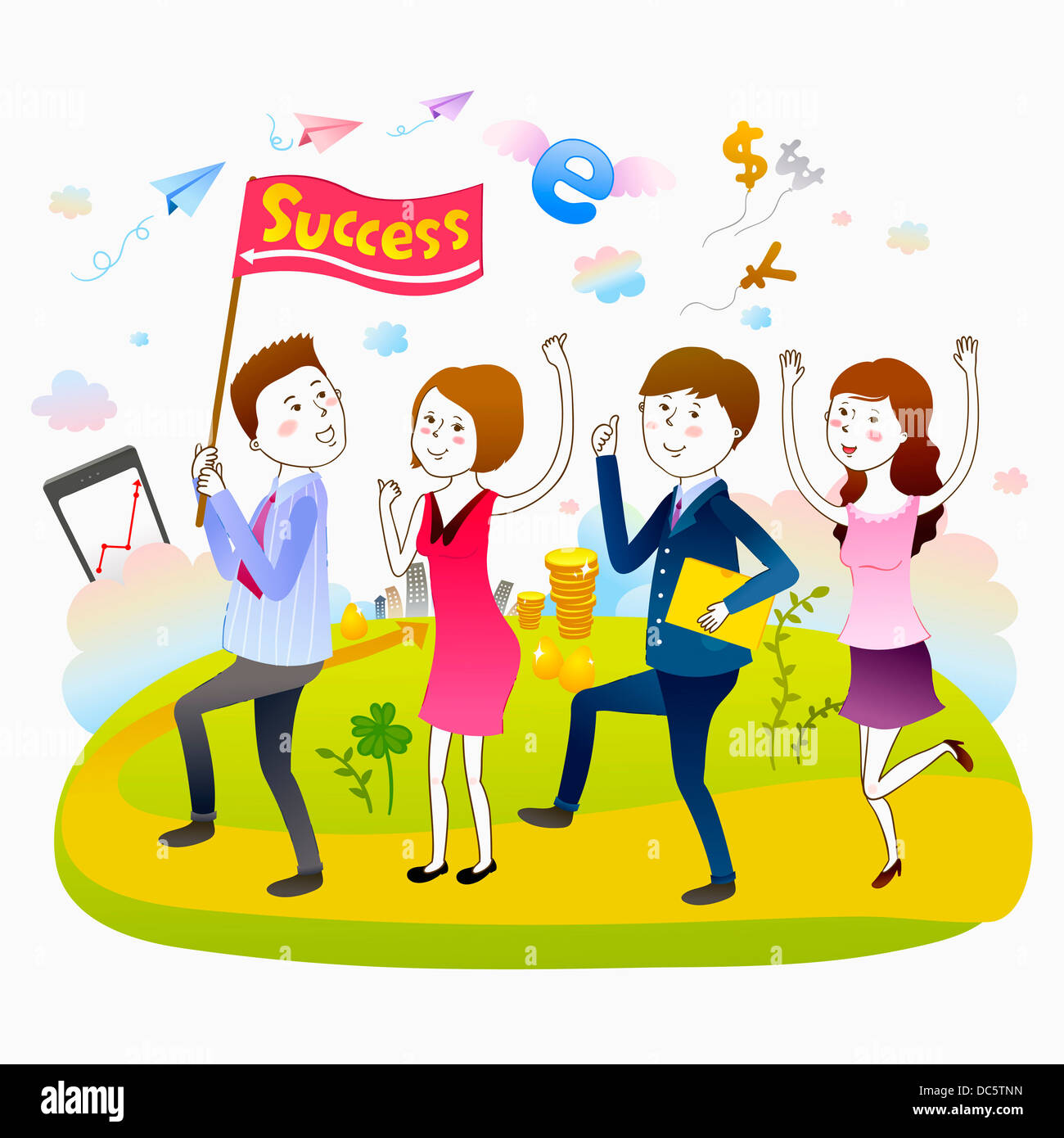 illustration of business people working hard for success Stock Photo ...