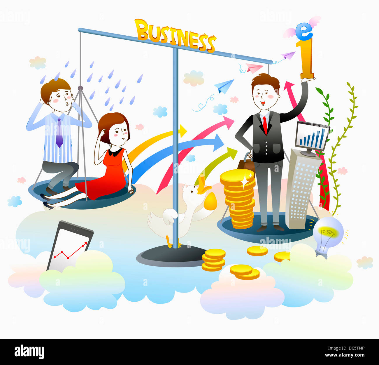 illustration of business people working hard for success Stock Photo ...