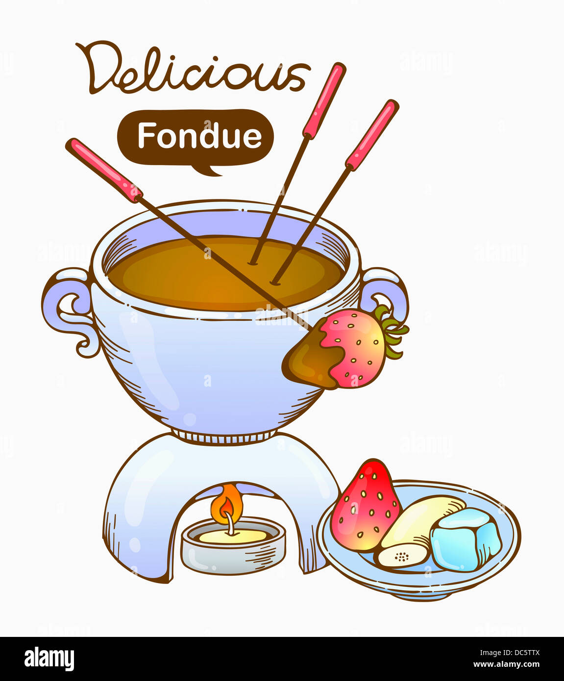 illustration of delicious fondue Stock Photo - Alamy
