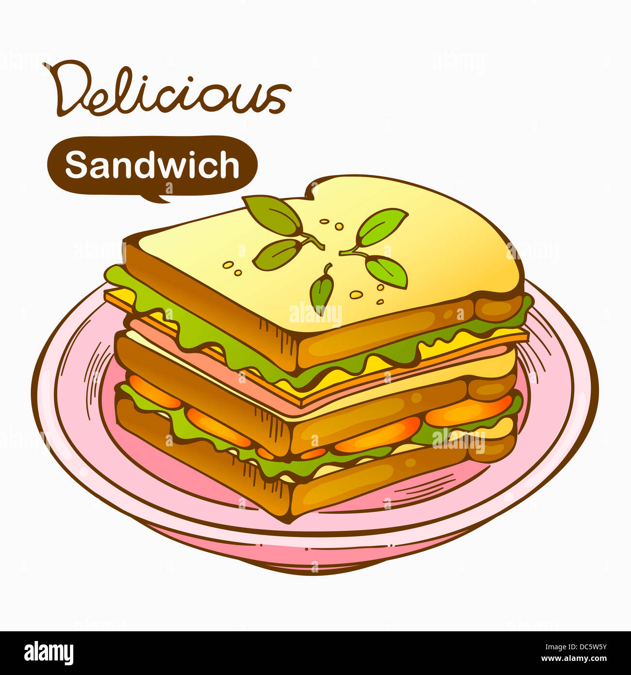 illustration of delicious sandwich Stock Photo - Alamy
