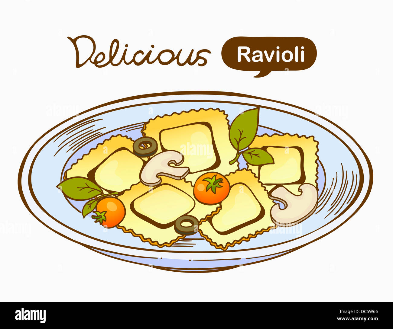 illustration of delicious ravioli Stock Photo - Alamy