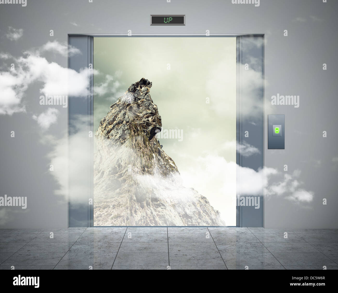elevator doors and the natural landscape Stock Photo - Alamy