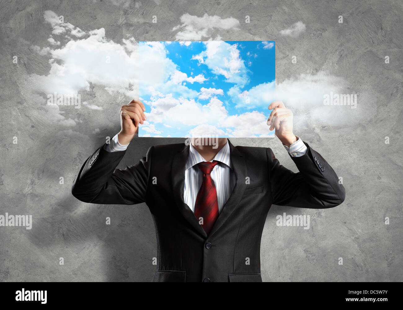 Business man with board Stock Photo - Alamy