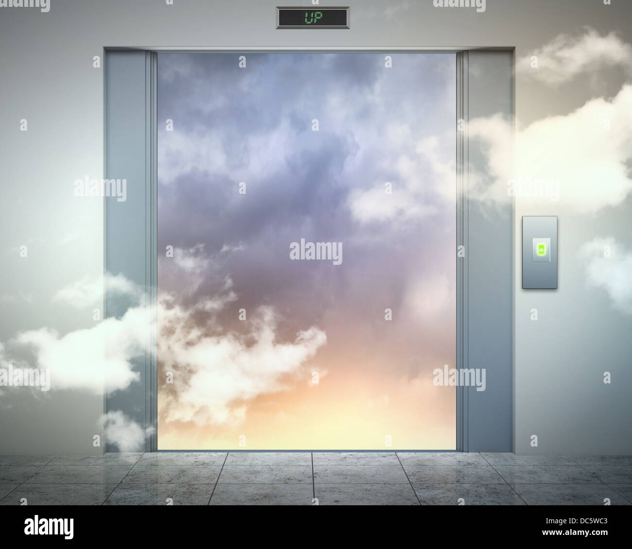 elevator doors and the natural landscape Stock Photo - Alamy