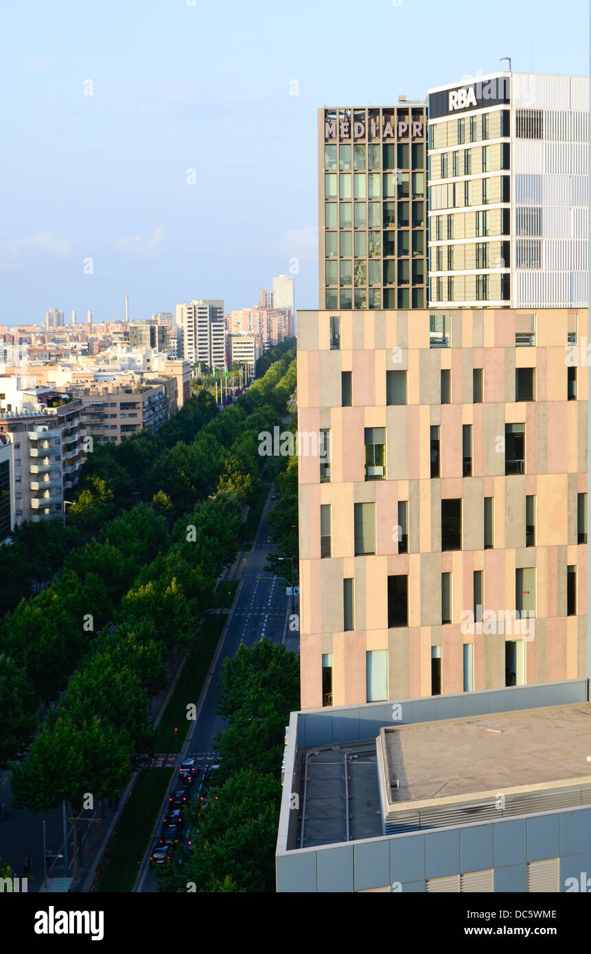 Skyline of Barcelona. Aerial view of Diagonal avenue. Barcelona ...