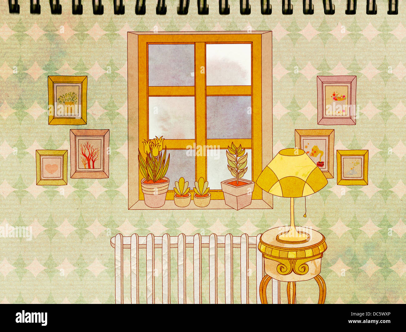 illustration of a wall in a house Stock Photo - Alamy