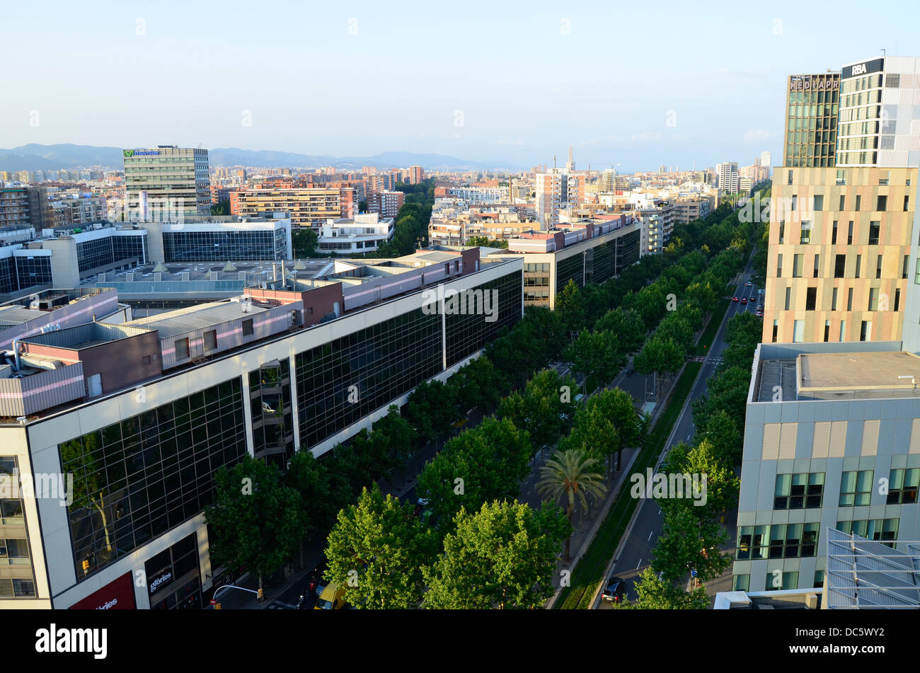 Skyline of Barcelona. Aerial view of Diagonal avenue. Barcelona ...