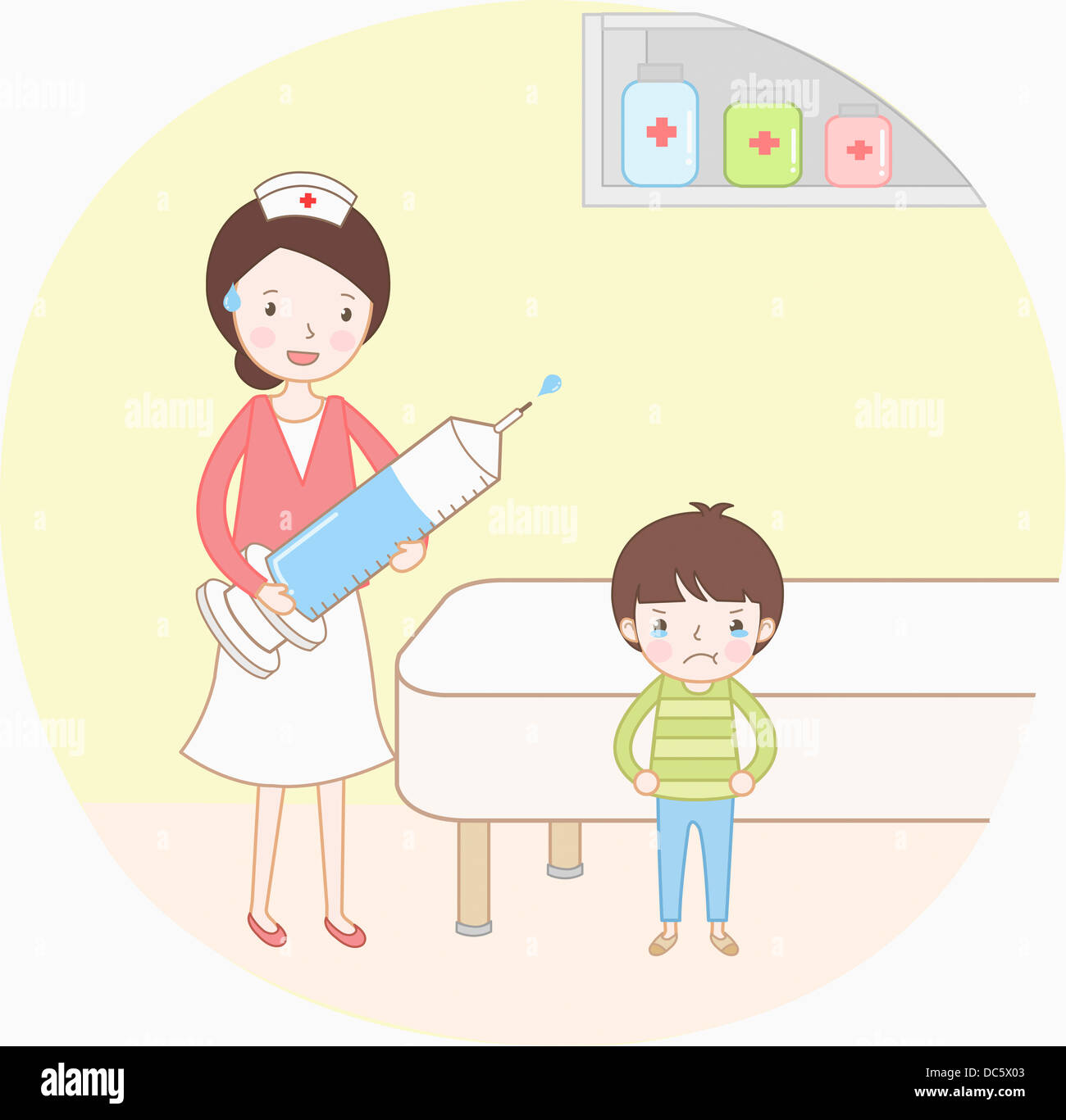 illustration of a nurse with injection Stock Photo - Alamy