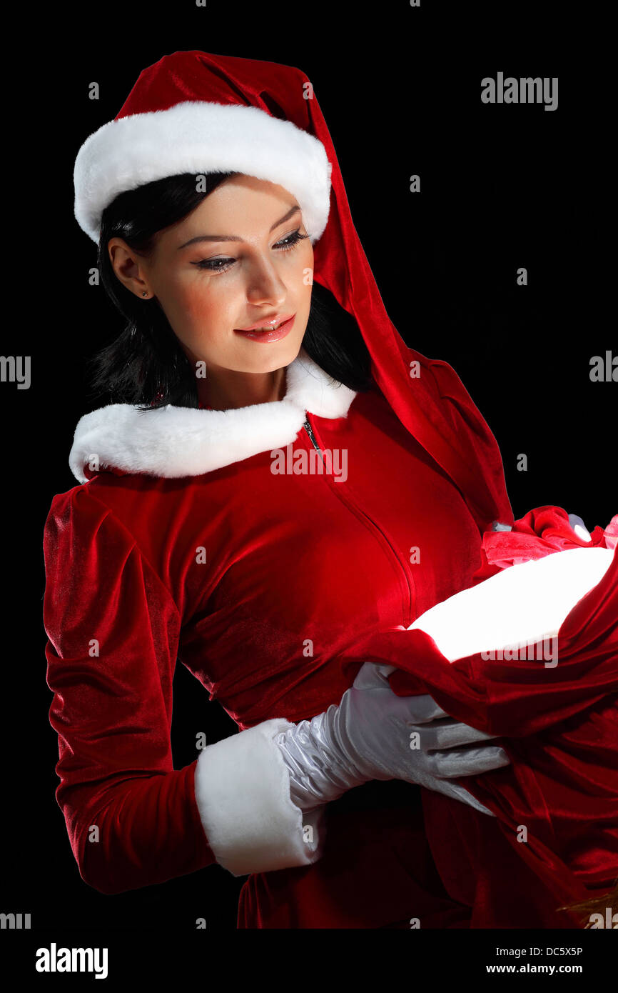 pretty santa girl Stock Photo - Alamy