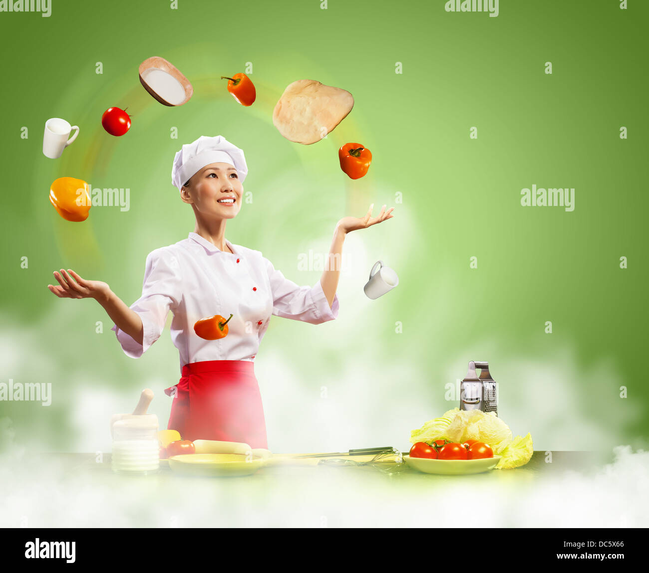 juggler female cook Stock Photo - Alamy