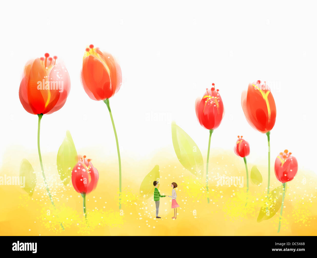 illustration of a relaxing landscape Stock Photo - Alamy