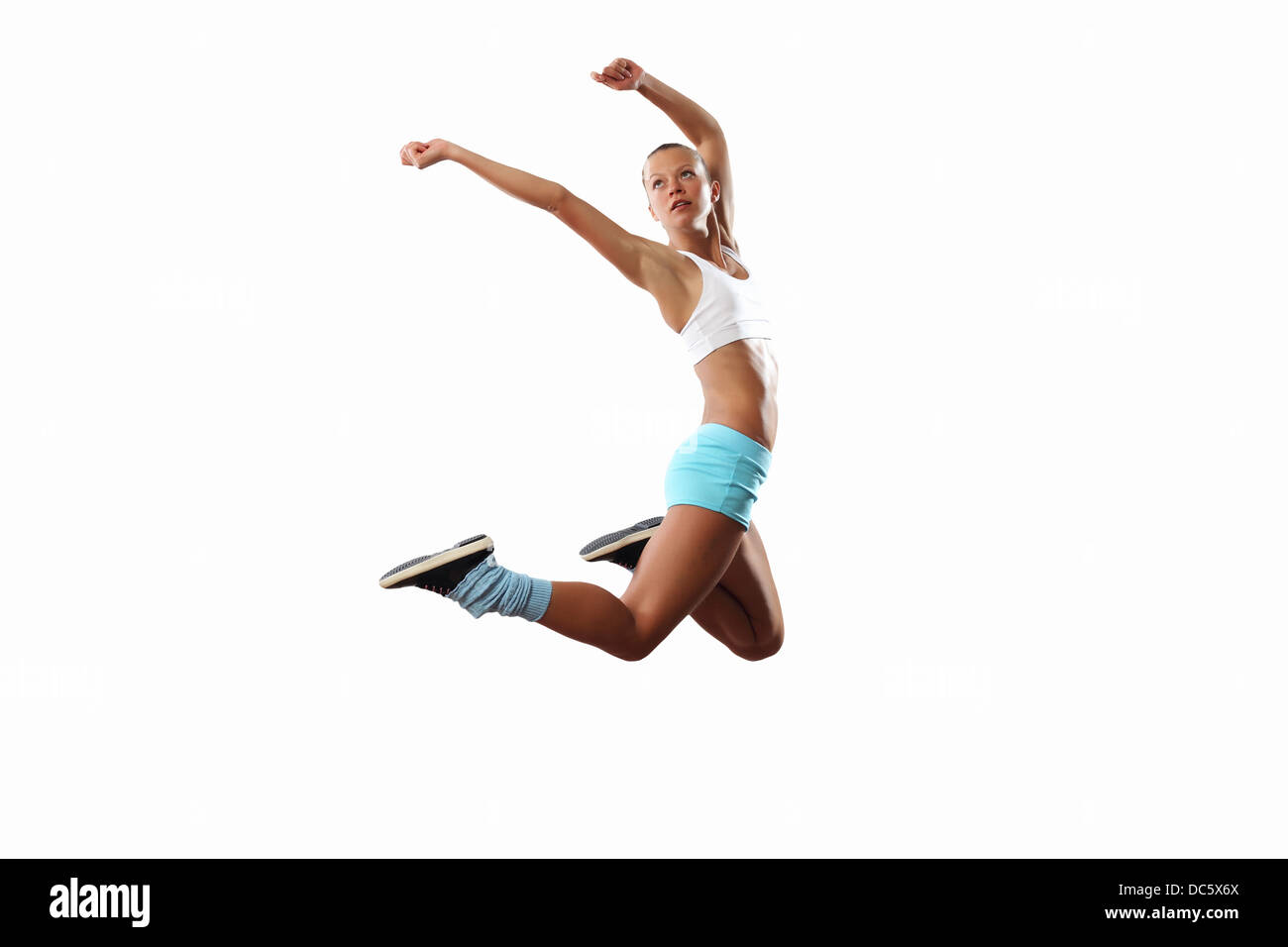 Image of sport woman jumping Stock Photo - Alamy