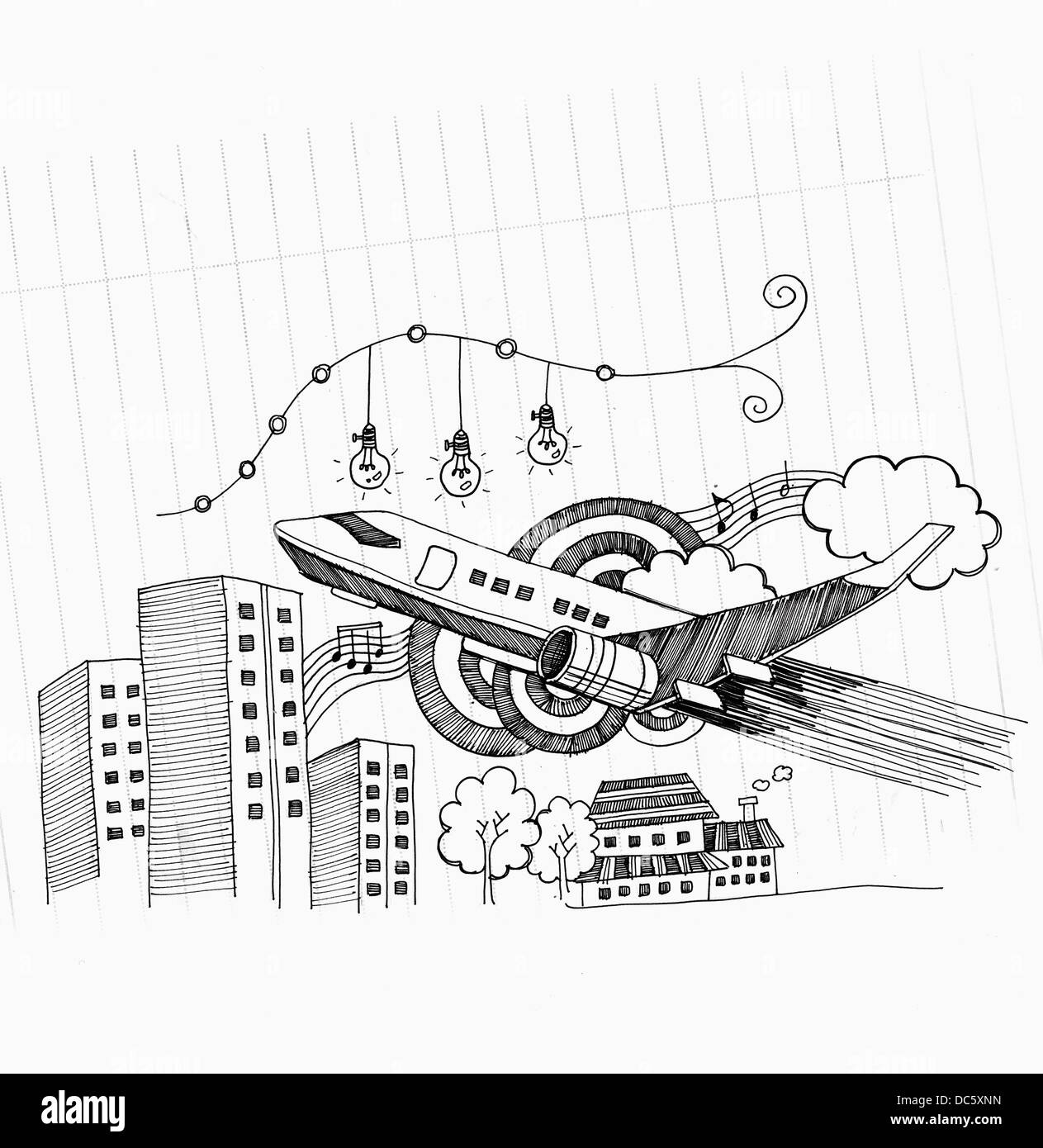 illustrative drawing of airplane Stock Photo - Alamy