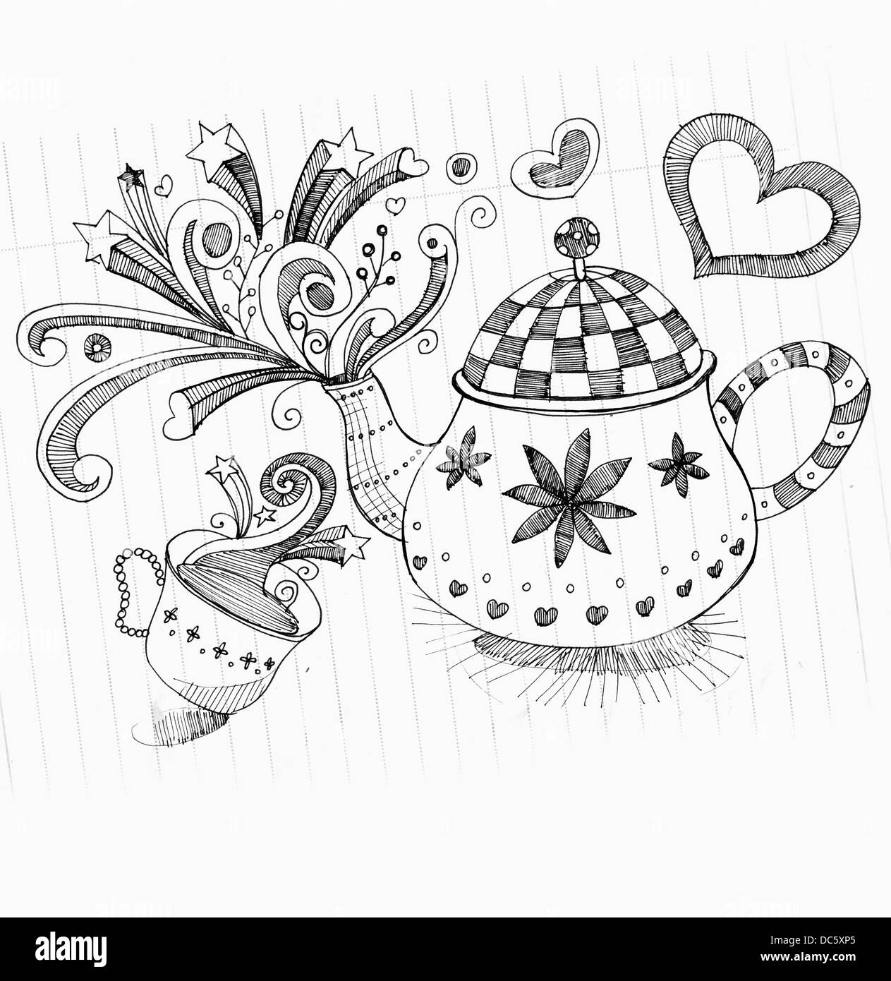 illustrative drawing of special design with a pot Stock Photo - Alamy
