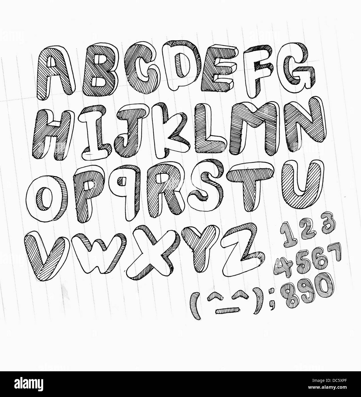 illustrative drawing of alphabets Stock Photo - Alamy