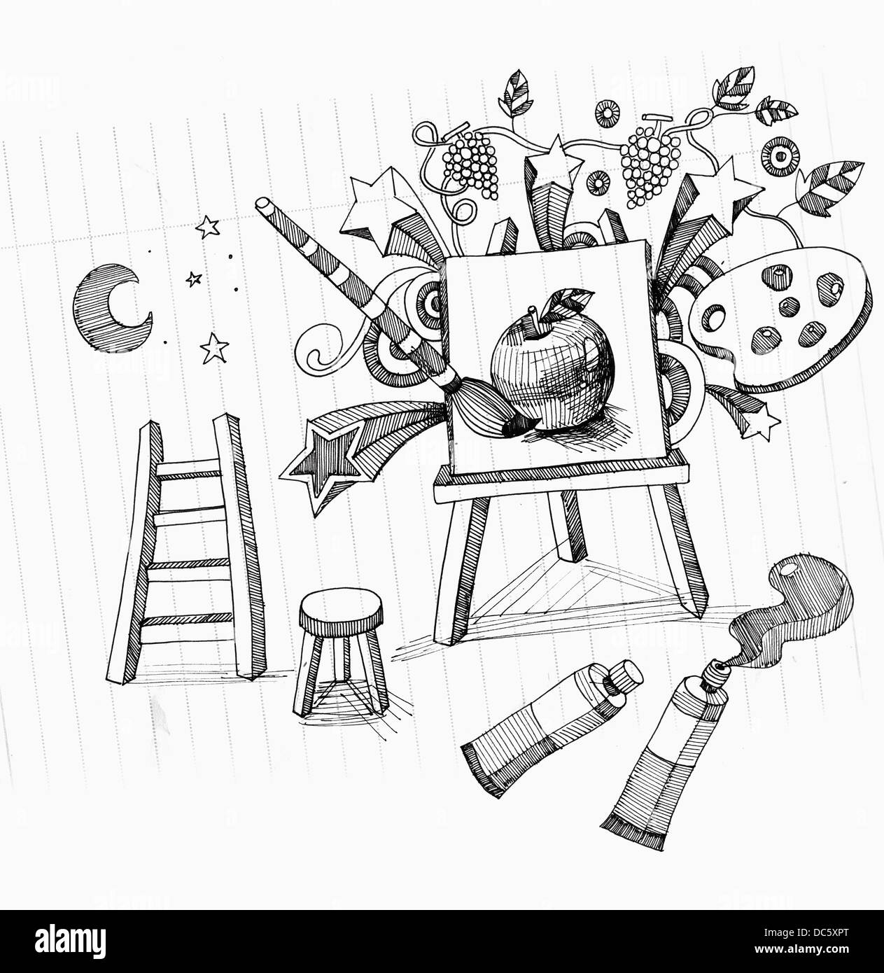 illustrative drawing of painting Stock Photo - Alamy
