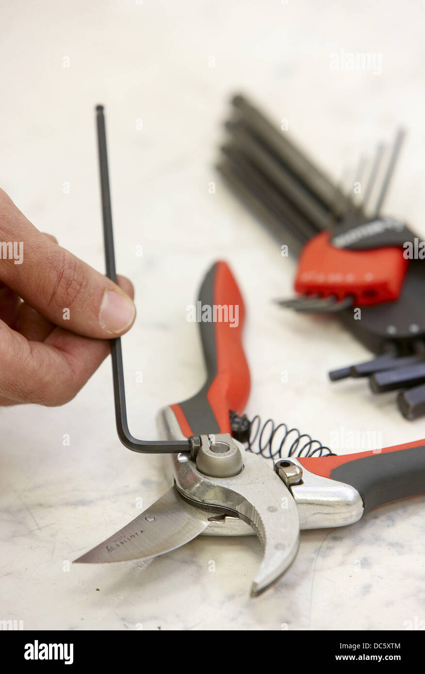 Assembling piece with Allen key Stock Photo - Alamy