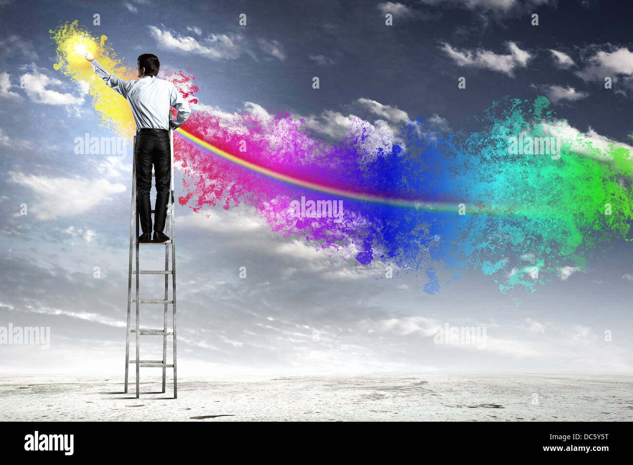 Man painting splashes Stock Photo - Alamy