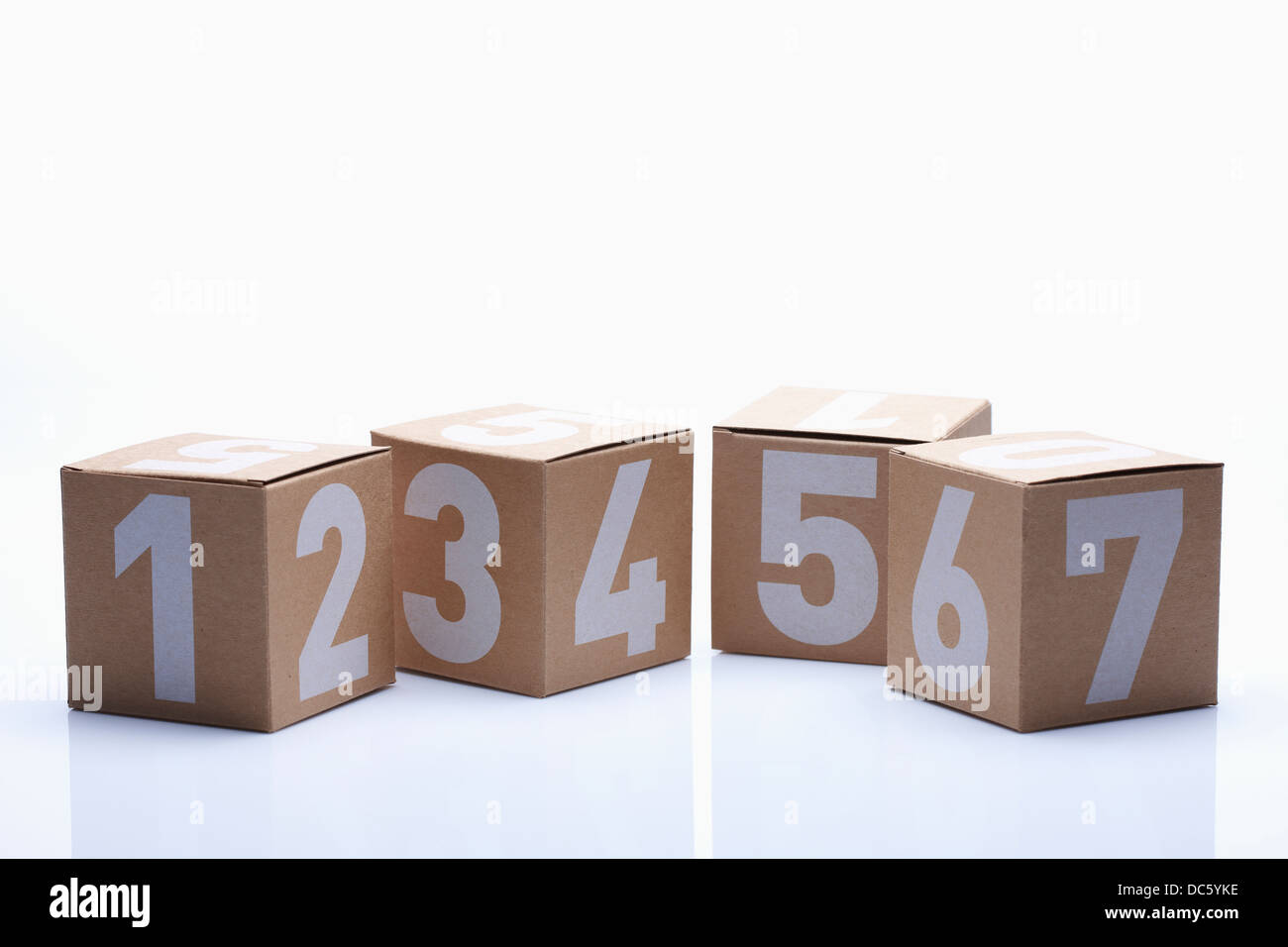 brown boxes with white numbers Stock Photo - Alamy