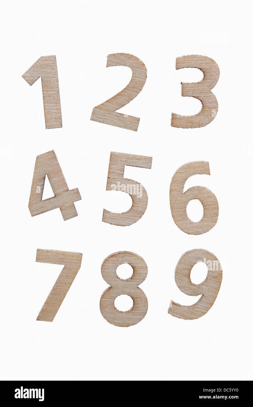 brown numbers in white background Stock Photo - Alamy