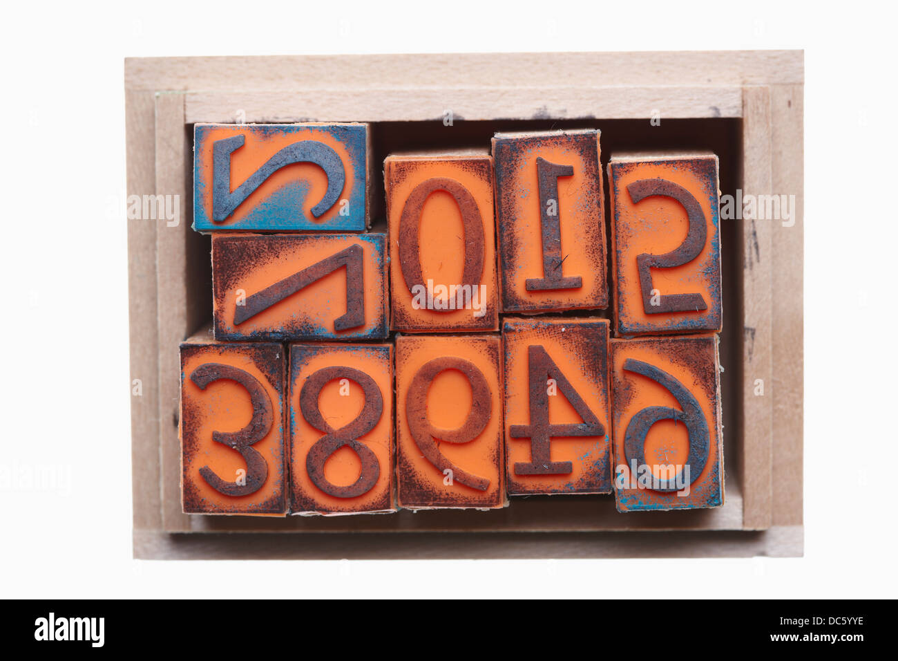 a box of number stamps Stock Photo - Alamy