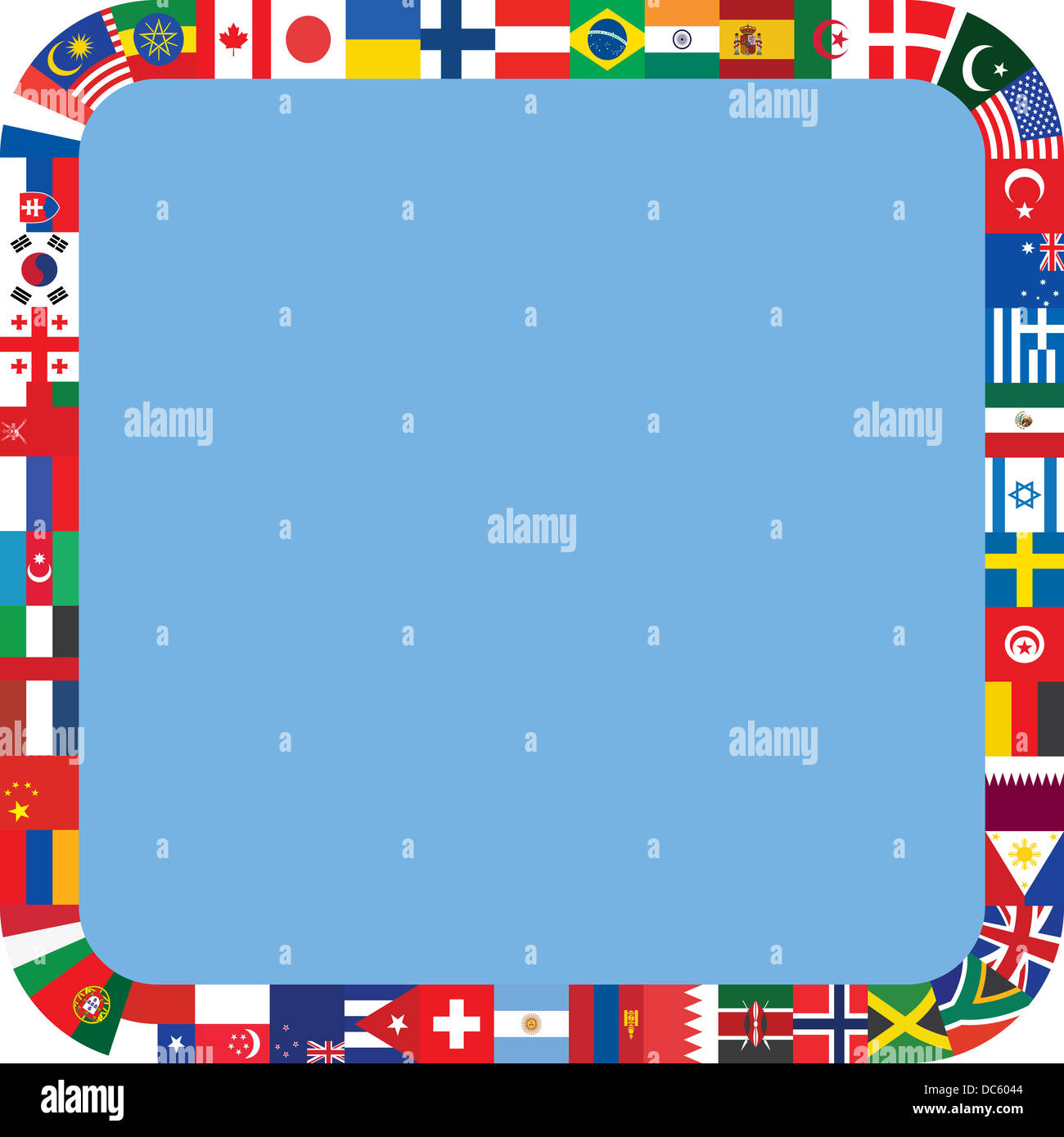 blue rounded square frame made of flag icons Stock Photo - Alamy