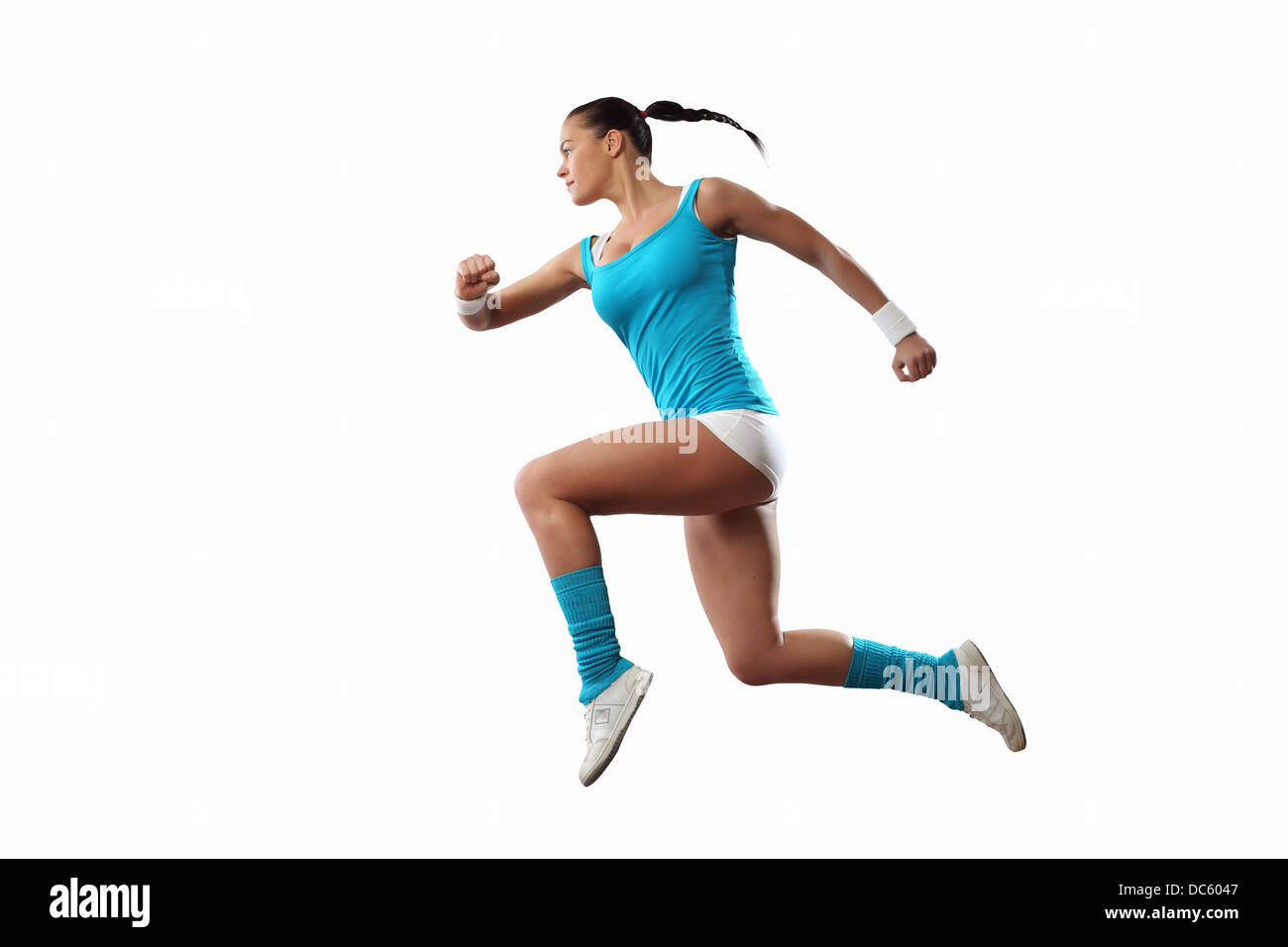 Image of sport woman jumping Stock Photo - Alamy