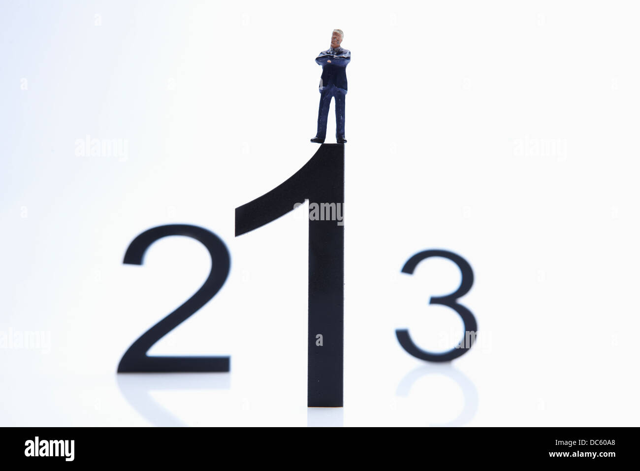 a man standing on number one Stock Photo - Alamy