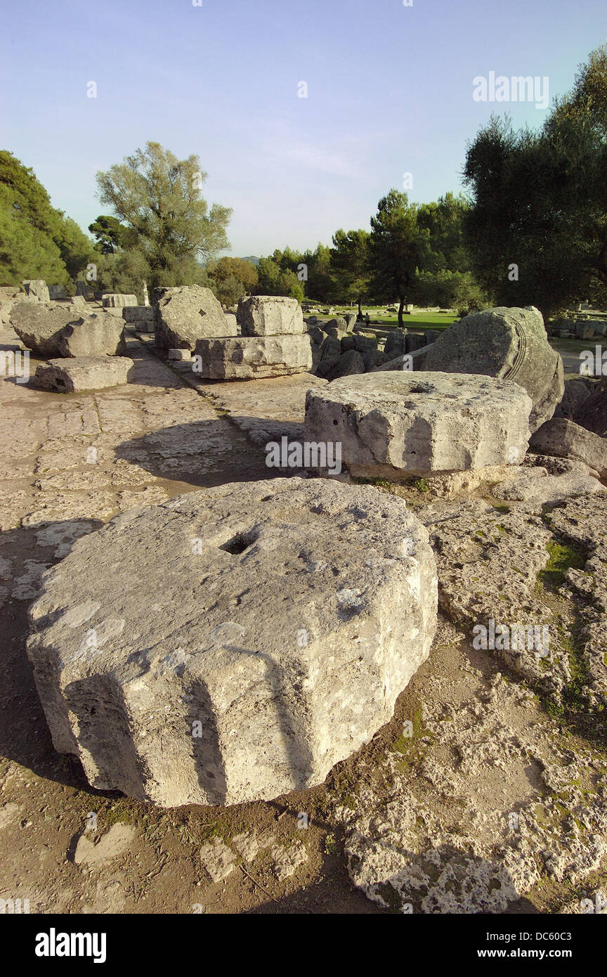 The remains of the temple of zeus at olympia hi-res stock photography ...