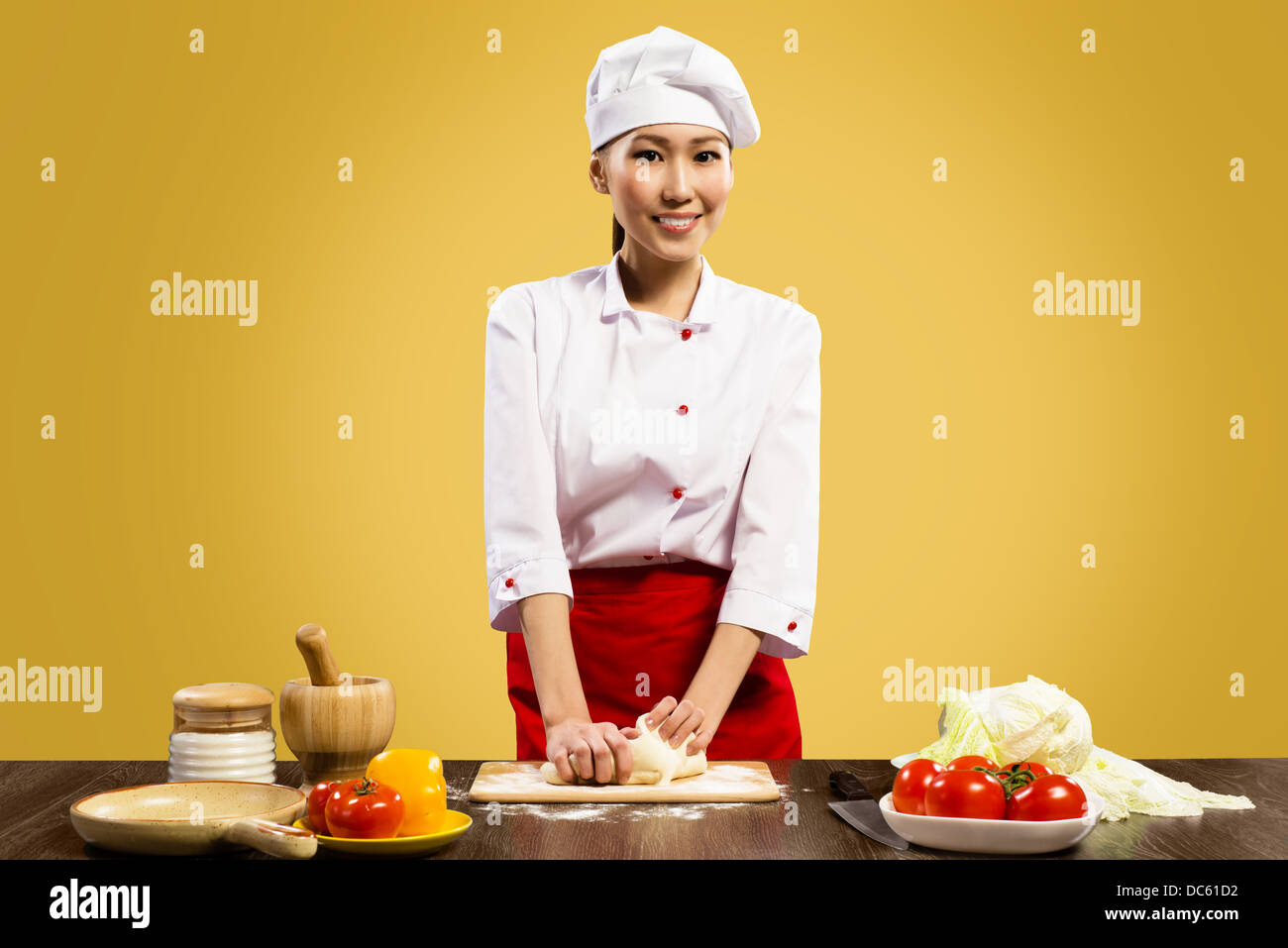 Beautiful young woman chef pizza hi-res stock photography and images ...