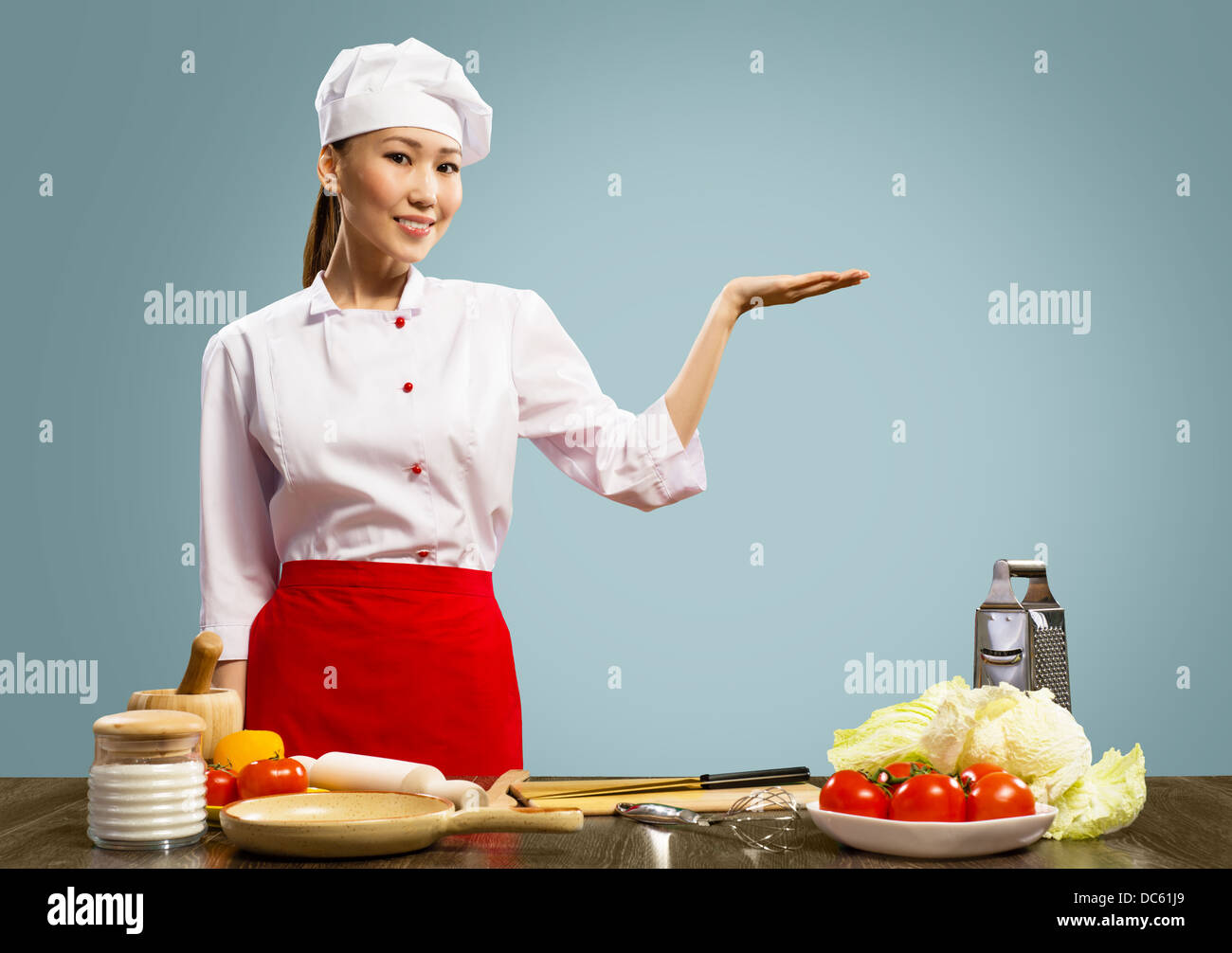 Asian female chef Stock Photo - Alamy